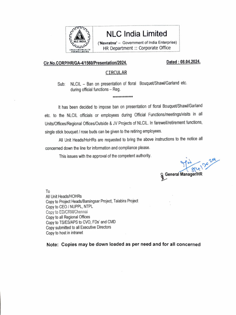 Circular For Ban On Bouquet | PDF
