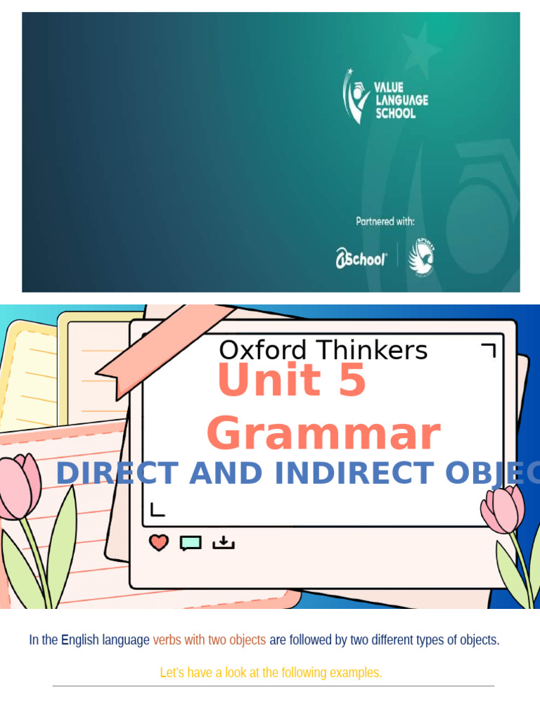 Oxford-Unit 5 - Grammar-Direct & Indirect Objects | PDF