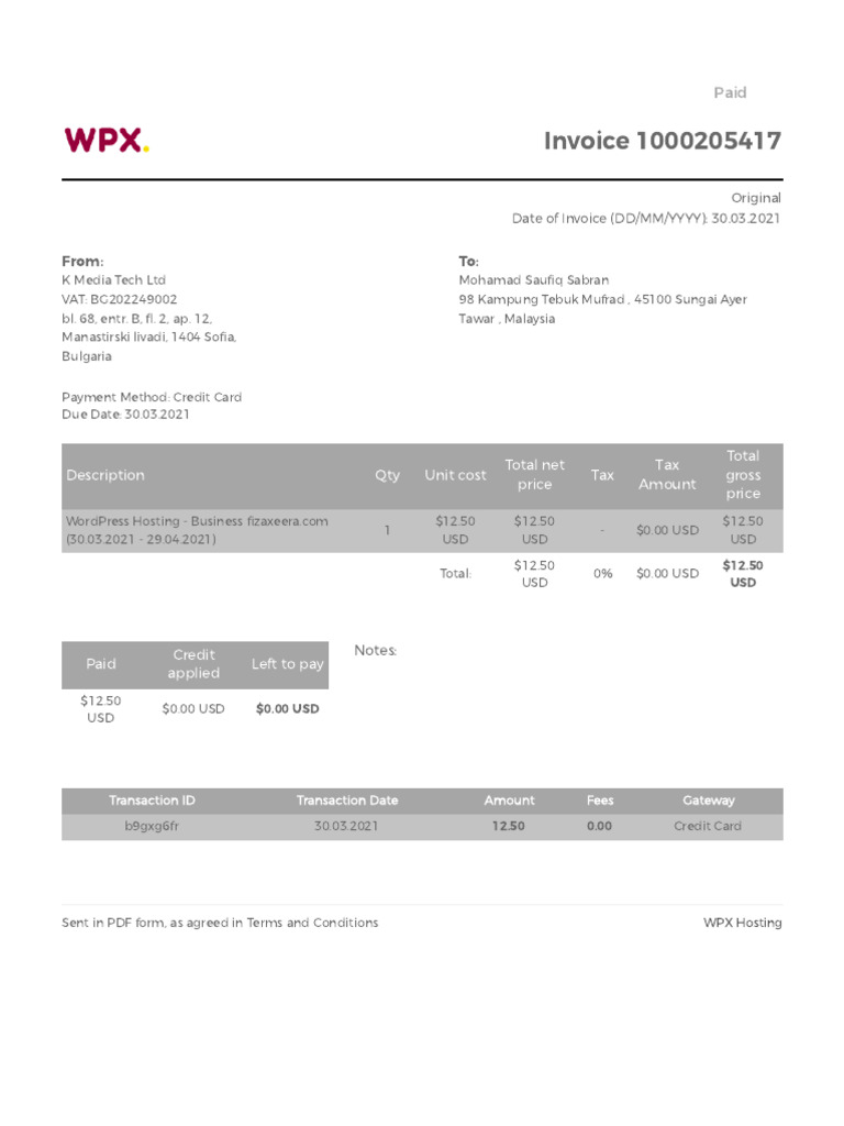 View Invoice - WPX Hosting | PDF | Invoice | Money