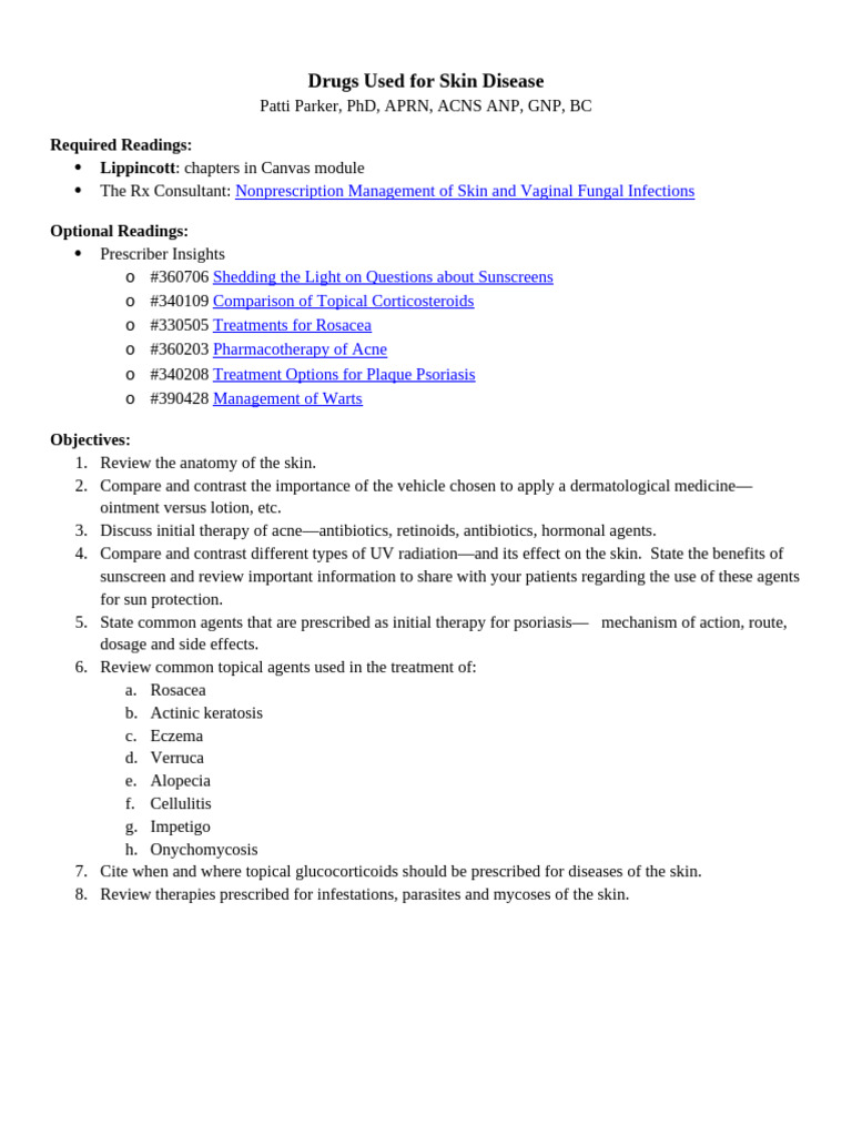 Notes - Skin Disease 2025 | PDF