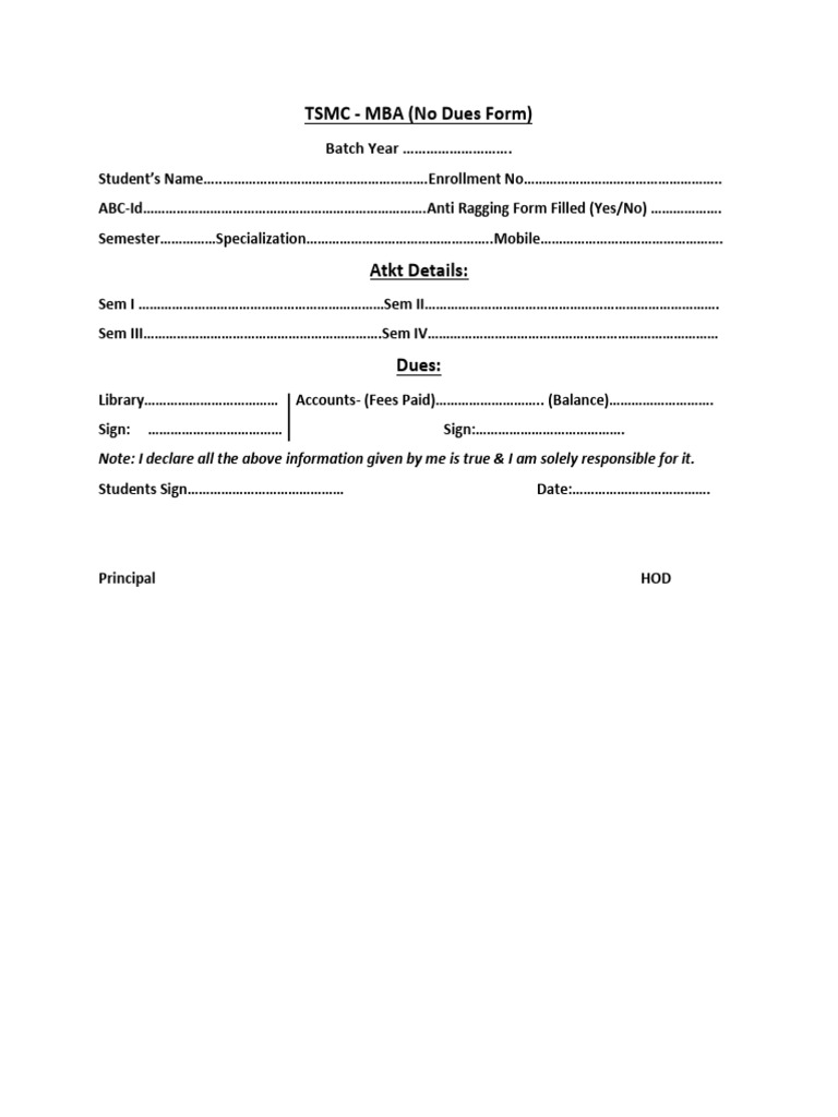 No Dues Form-2 | PDF
