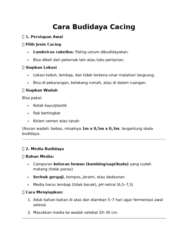 Cara Budidaya Cacing | PDF