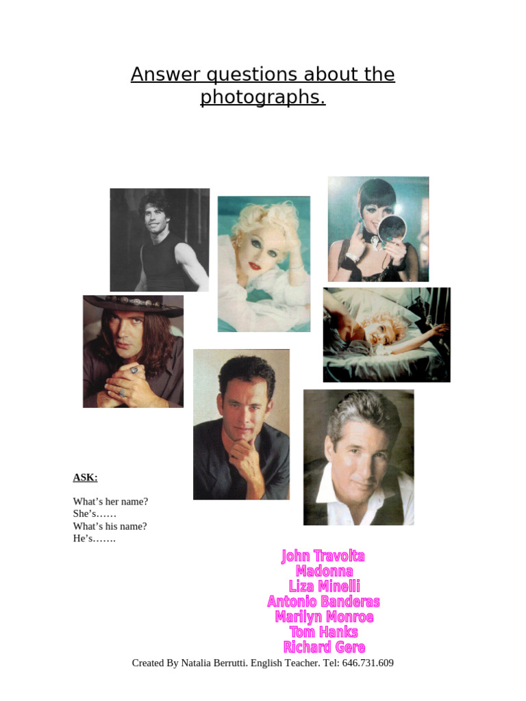 02.SPEAKING Answer Questions About The Photographs WHAT'S HIS NAME | PDF