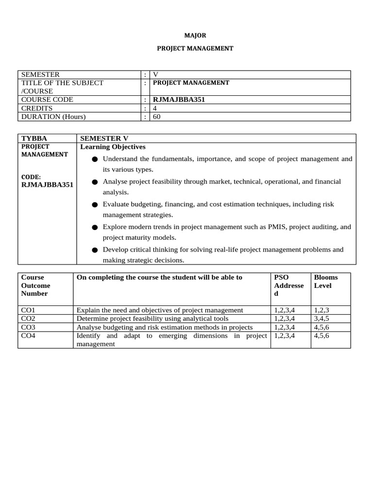 Major - Project Management | PDF | Project Management | Feasibility Study