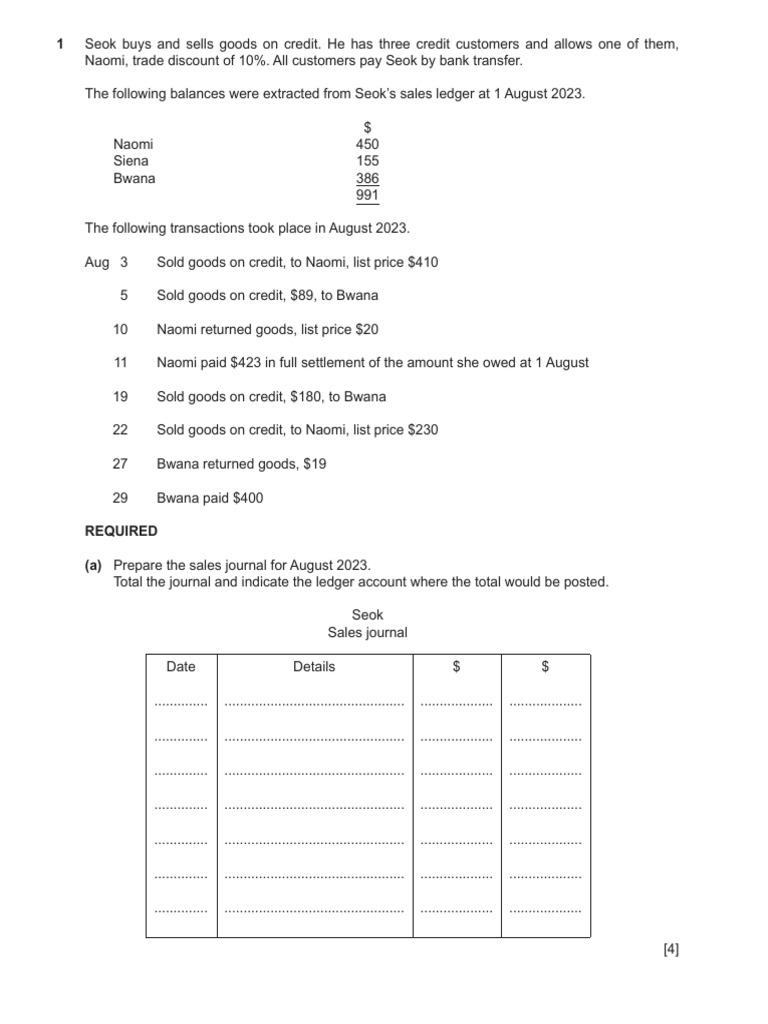 Control Accounts Questions | PDF | Debits And Credits | Economies