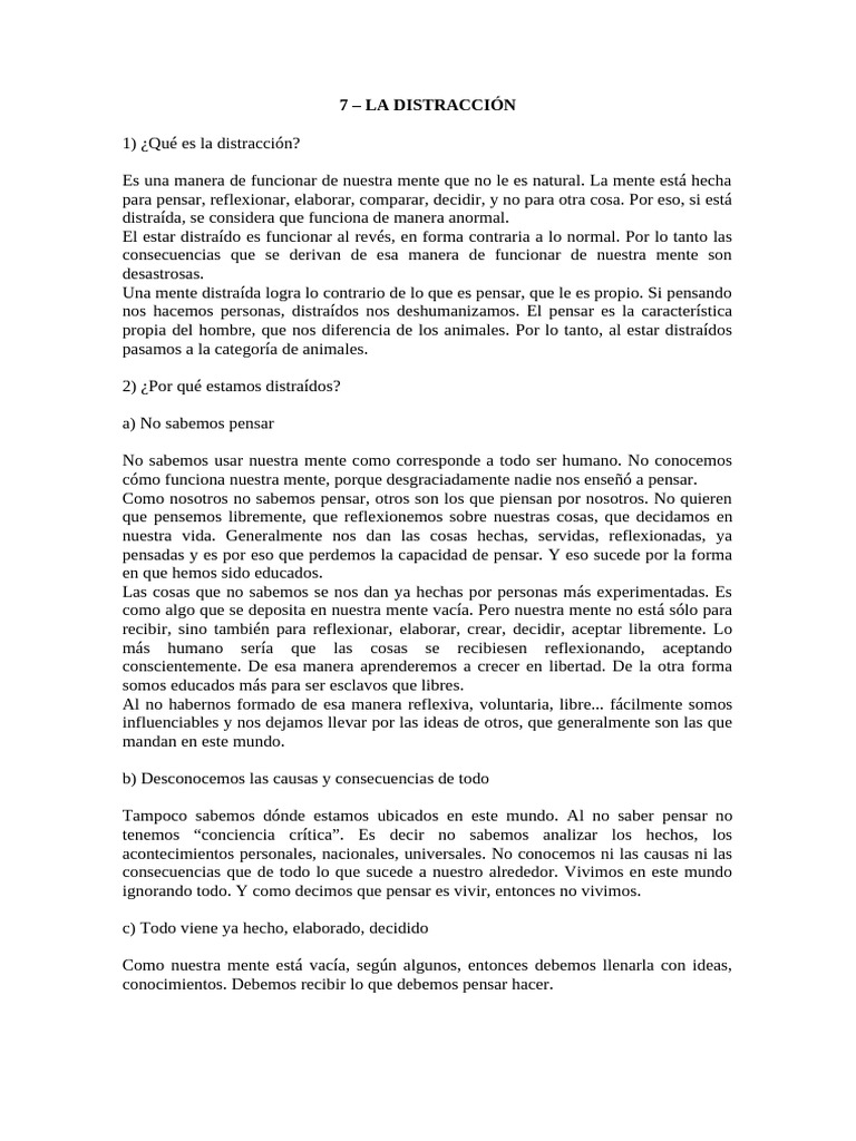 Distraccion - Dispersion y Evasion | PDF | Mente | Pensamiento