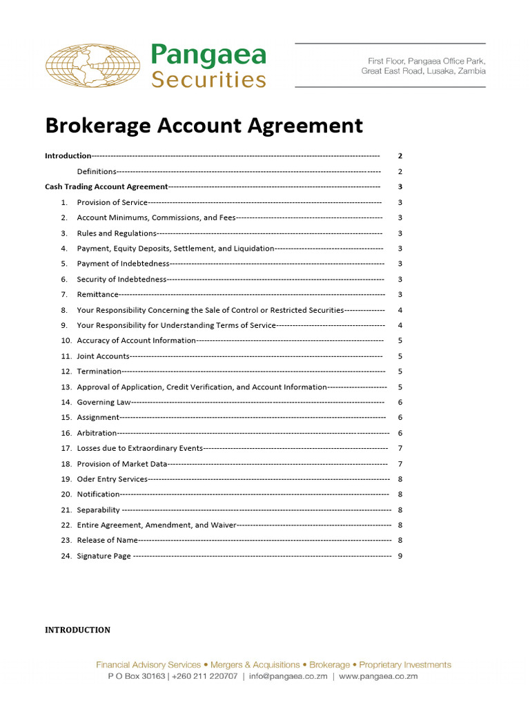 Brokerage Agreement | PDF | Securities (Finance) | Arbitration