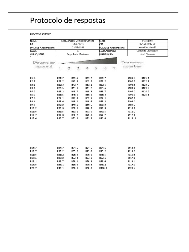 Protocolo de Respostas - BFP | PDF