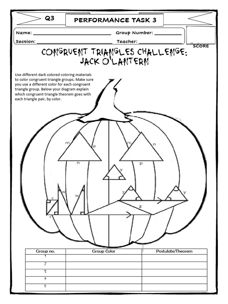 Congruent Triangles Coloring Task | PDF