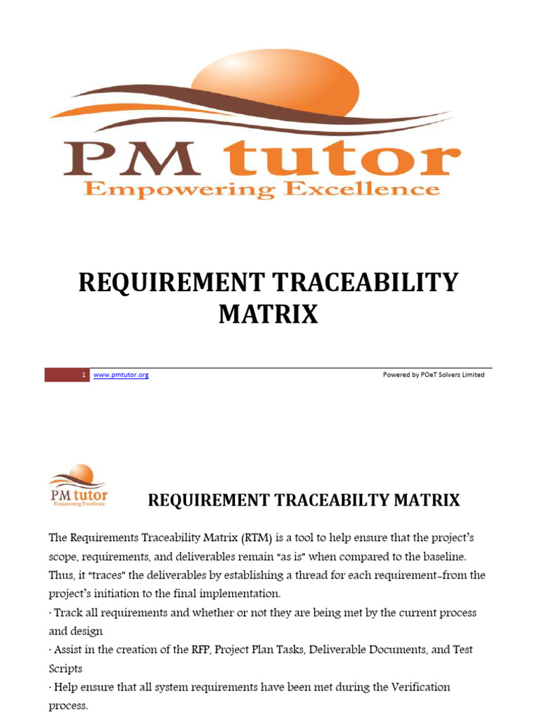 Requirement Traceability Matrix | PDF