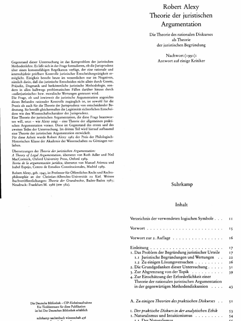 ALEXY, Robert - Theorie Der Juristischen Argumentation by Robert Alexy ...