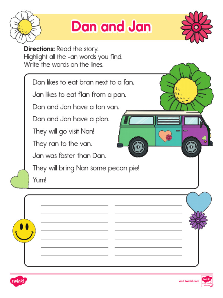 Dan and Jan Read Highlight and Write Word Family Activity | PDF