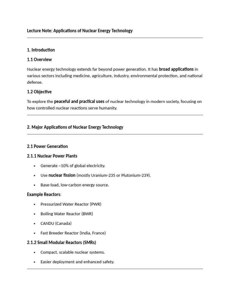 Diverse Applications of Nuclear Energy | PDF | Nuclear Power | Nuclear ...