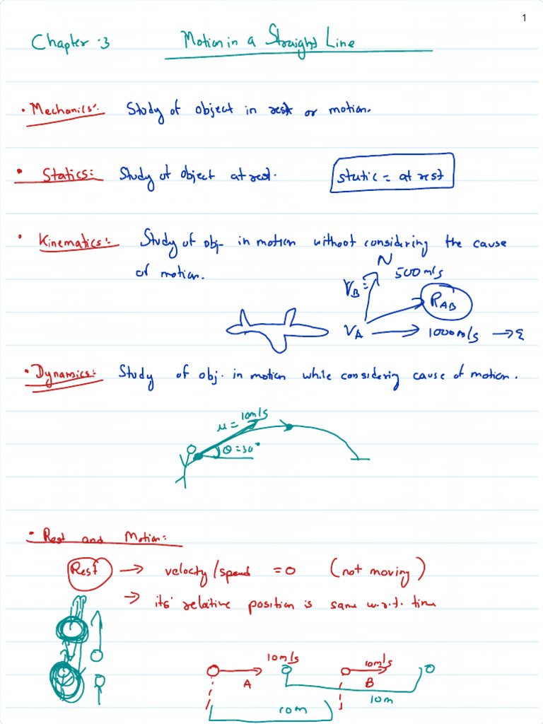 IOE Physics Chapter 3 - Motion in A Straight Line | PDF