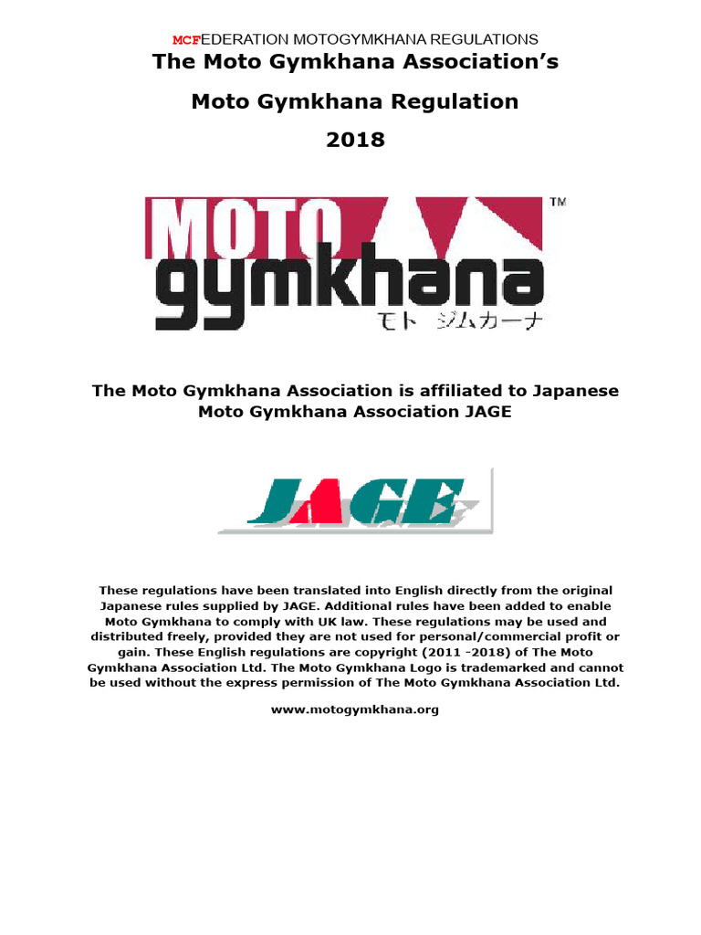 Moto Gymkhana Regulations 2018 | PDF | Motorcycle | Tire