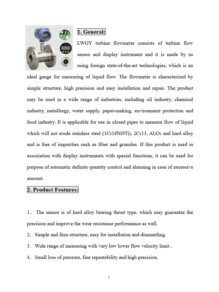 Turbine Flowmeter User Manual PDF | PDF | Flow Measurement | Inductor