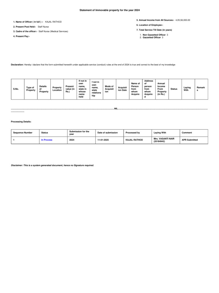 2024 Immovable Property Statement | PDF | Chess Theory | Chess