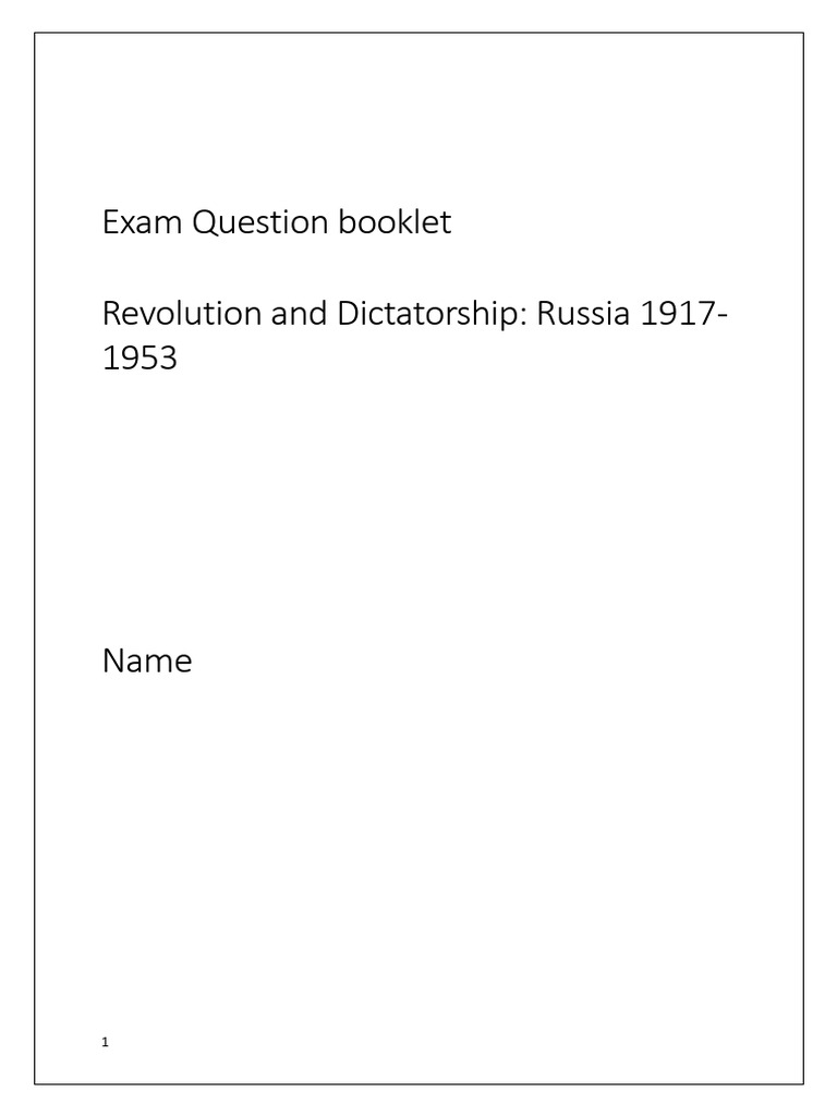 Russia's Revolution and Dictatorship Exam Guide | PDF | Joseph Stalin ...