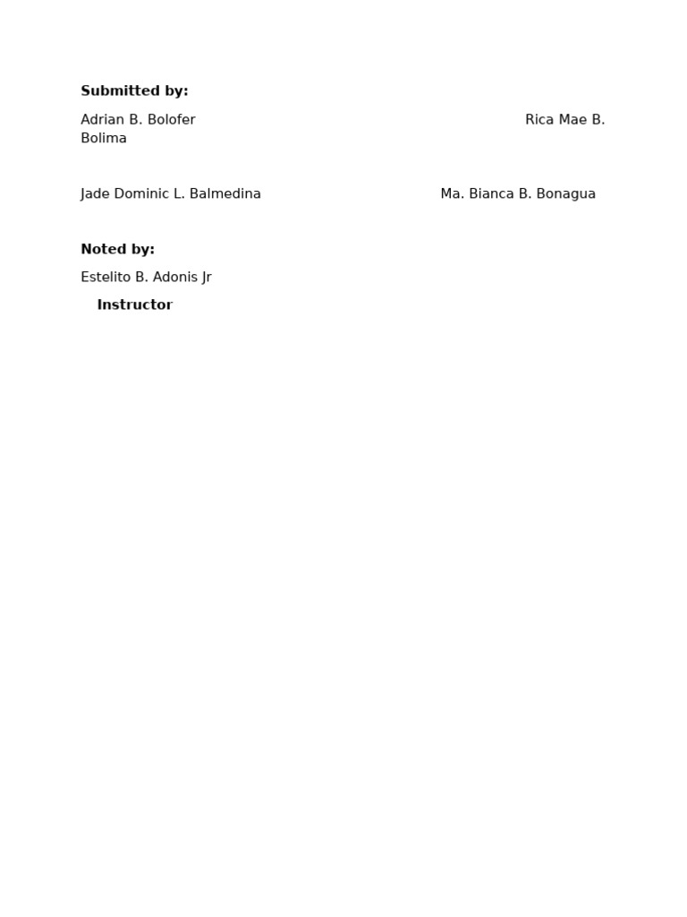 Adrian B. Bolofer Rica Mae B. Bolima | PDF