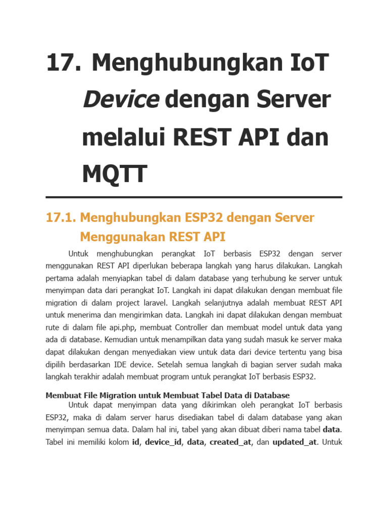 21 Menghubungkan Iot Device Dengan Server Melalui Rest API Dan MQTT | PDF
