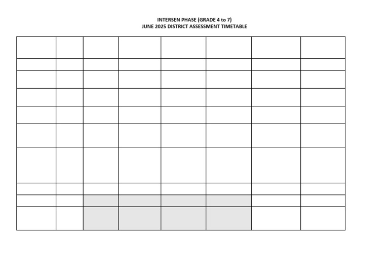 JUNE 2025 TIME TABLE GRADE 4 - 7 June 2025 | PDF