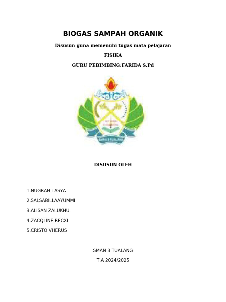 Biogas Sampah Organik Yumni | PDF