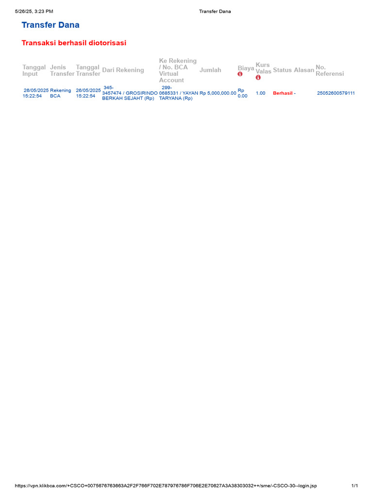Tranfer Yayan Taryana 26-05-2025 | PDF