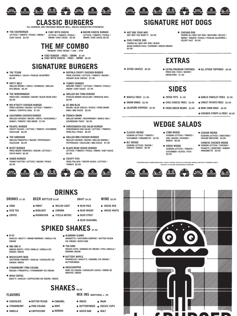 Chef Burger Menu | PDF | Hamburgers | French Fries