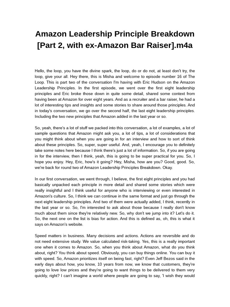 Amazon Leadership Principles Explained | PDF