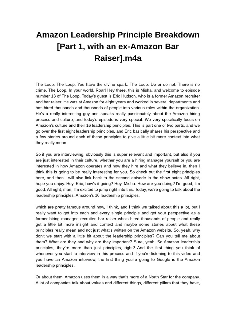 Amazon Leadership Principle Breakdown (Part 1, With An Ex-Amazon Bar ...