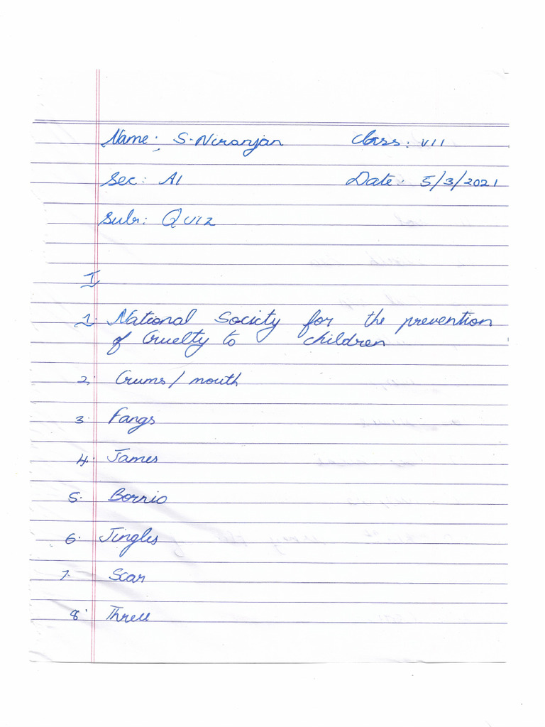 Quiz Answer Paper | PDF