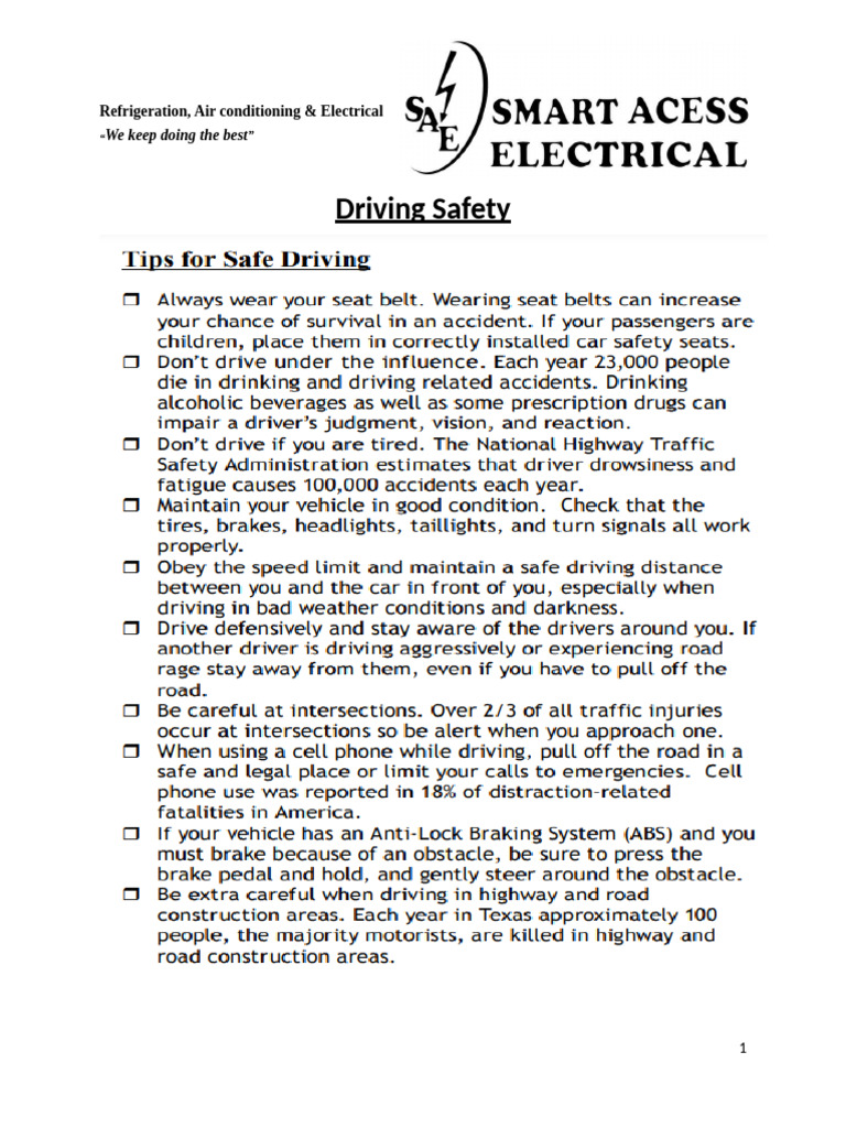 Toolbox Talk - Driving | PDF