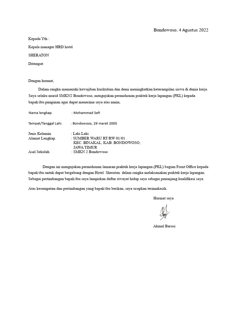 CV PKL Mohammad Sefi | PDF