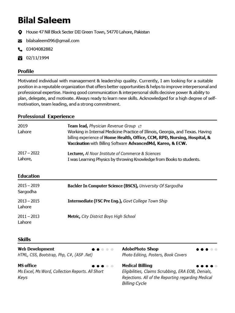 Bilal Saleem Resume | PDF