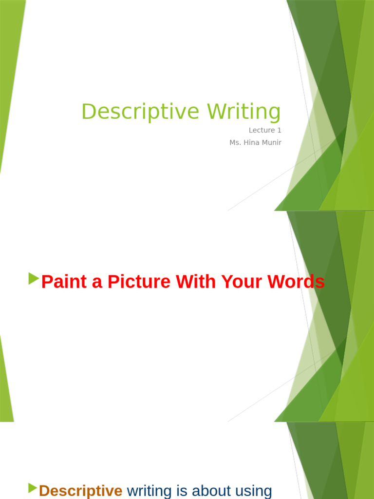 ENG Unit 1 Descriptive Writing | PDF