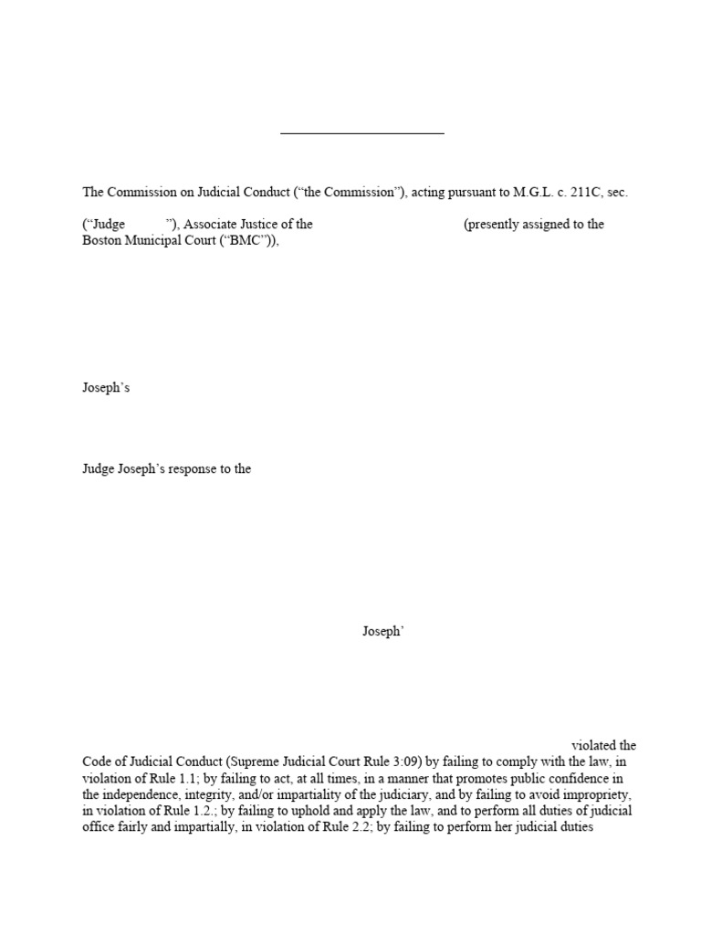 Formal Charges Against Judge Shelley Joseph | PDF | Courtroom | Plea