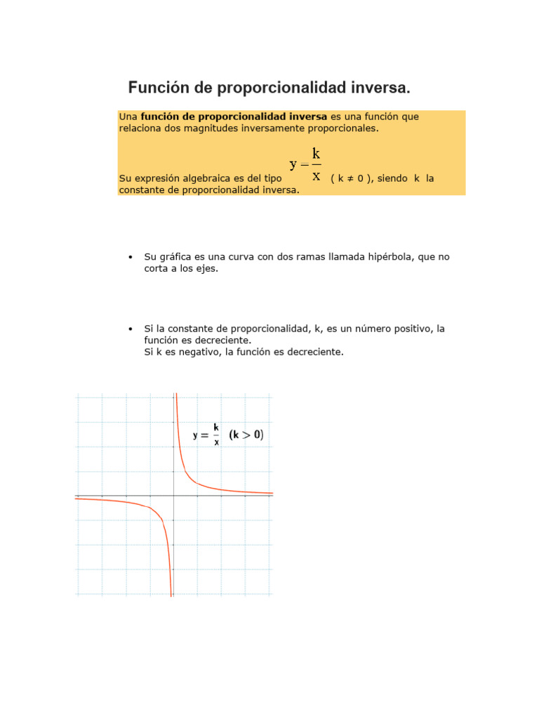 Función de Proporcionalidad Inversa | PDF | Función (Matemáticas ...