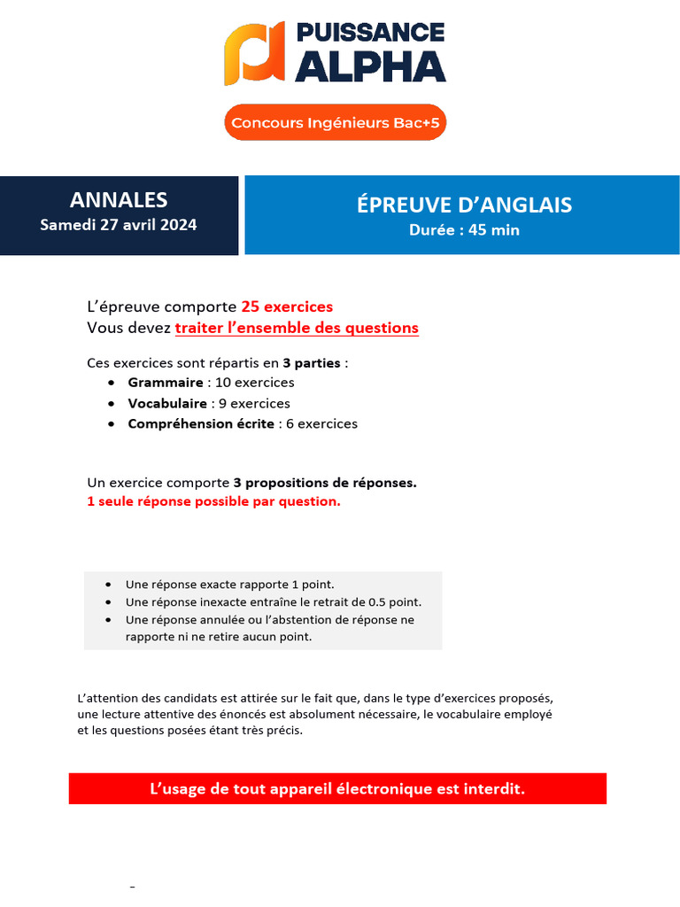 2024 - Alpha - Anglais - Sujet Et Correction | PDF
