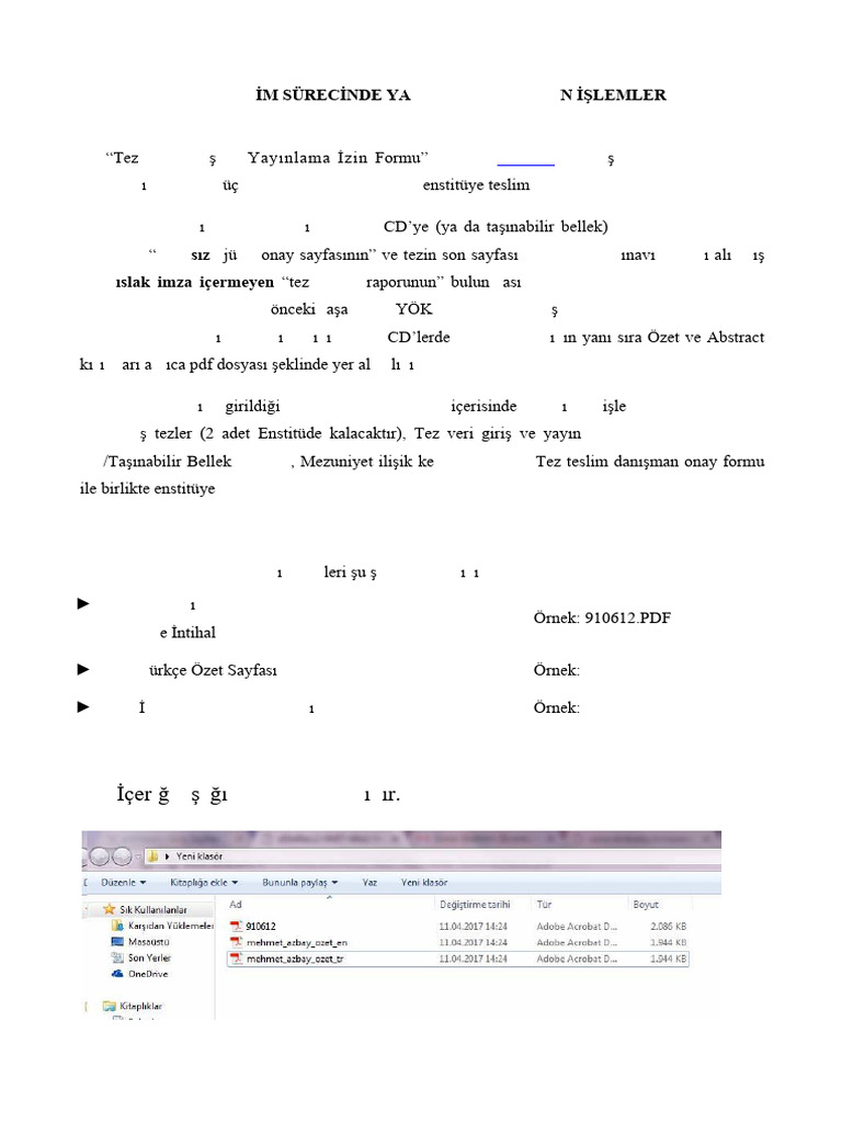 Yapilmasi Gereken Islemler | PDF