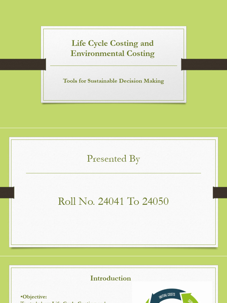Life Cycle Costing and Environmental Costing | PDF | Life Cycle ...
