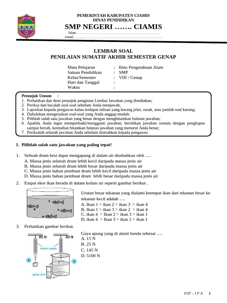 Soal Pat Ipa Kelas 8 k13 | PDF