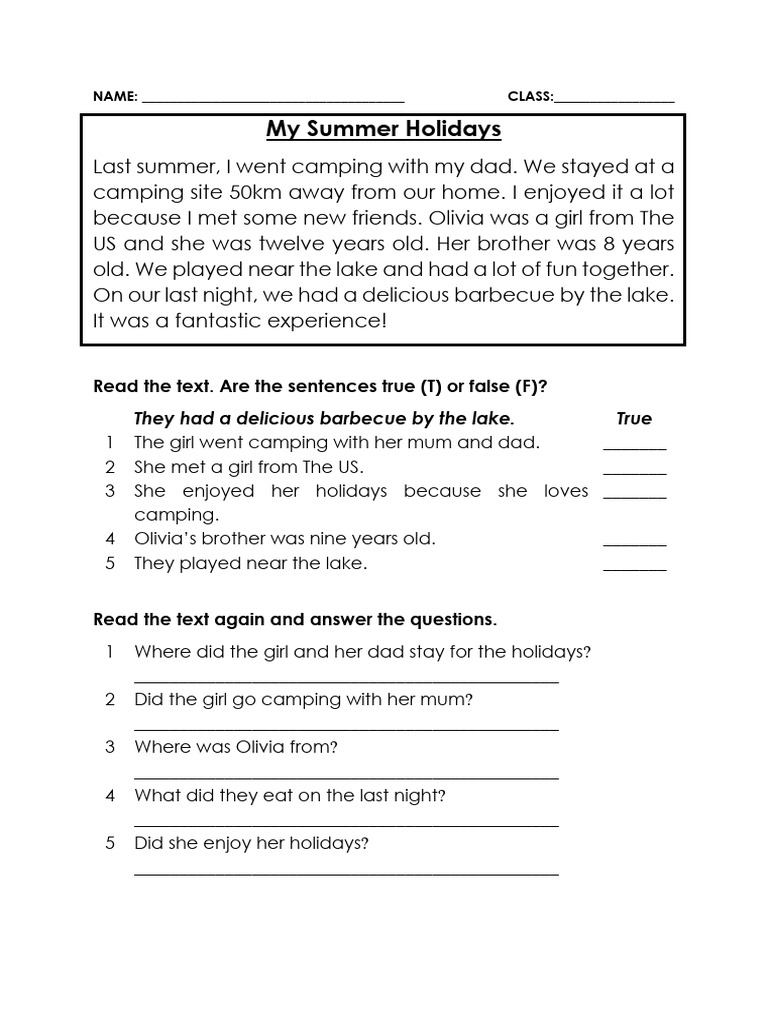 Reading Comprehension Y4 | PDF