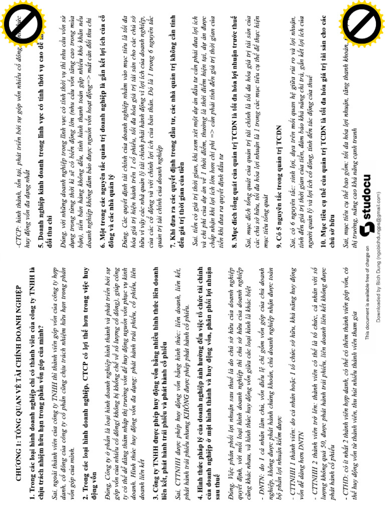 Tcdn1 - CÂU HỎI ĐÚNG SAI | PDF