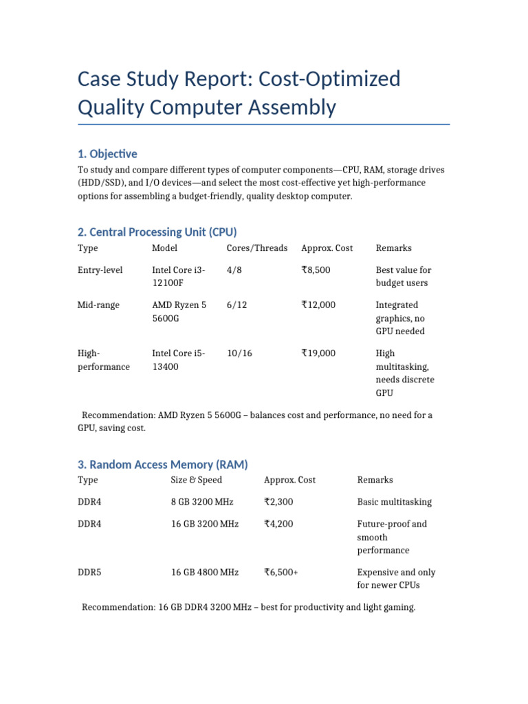 Cost-Effective Desktop PC Assembly Guide | PDF | Solid State Drive ...