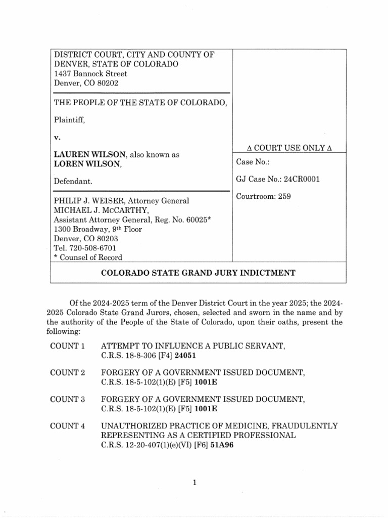 CO State Grand Jury Indictment | PDF