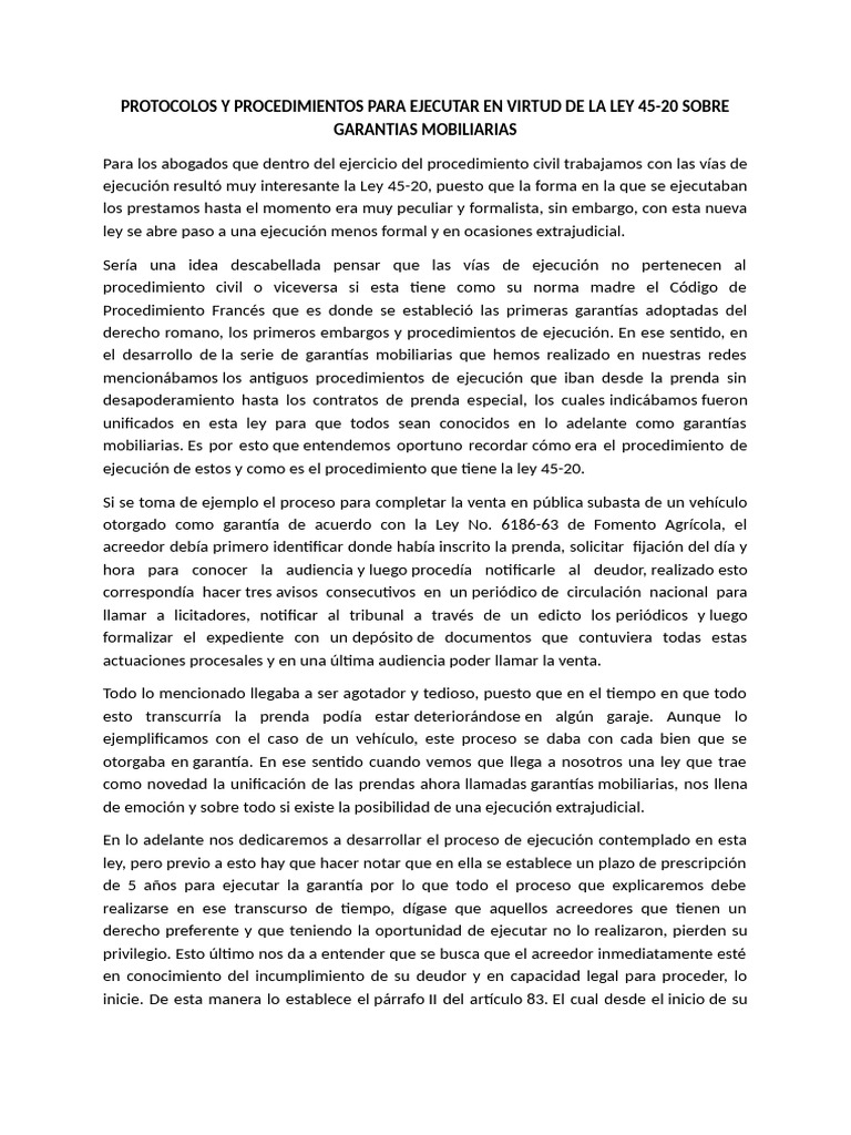 Protocolos y Procedimientos en Virtud de La Ley 45-20 | PDF | Procedimiento Civil