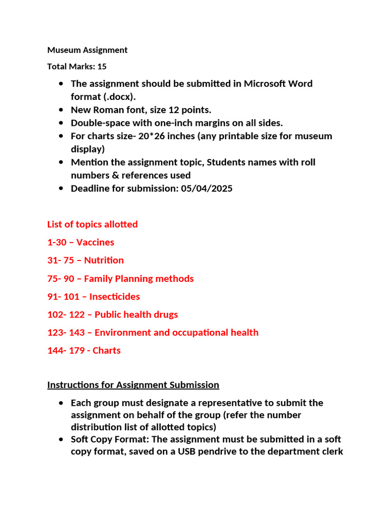 Instruction For Museum Assignment Submission 2023 | PDF