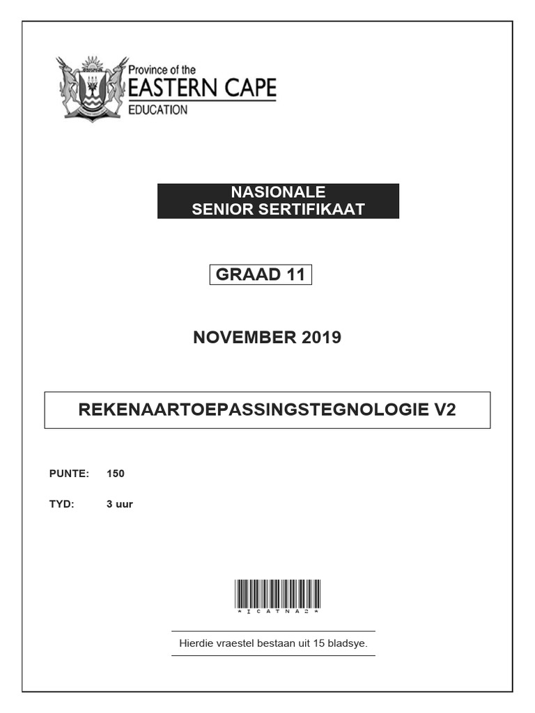 Cat p2 Gr11 QP November 2019 - Afr DD | PDF