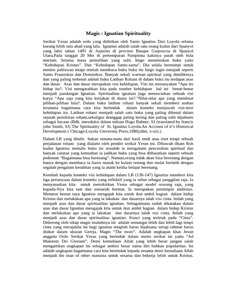 Magis dalam Spiritualitas Ignatian | PDF