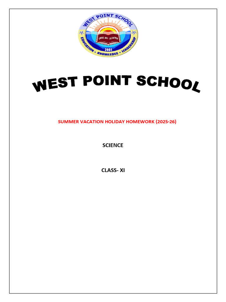 Summer Vacation Holiday Homework Class XI (Science) | PDF | Meditation ...